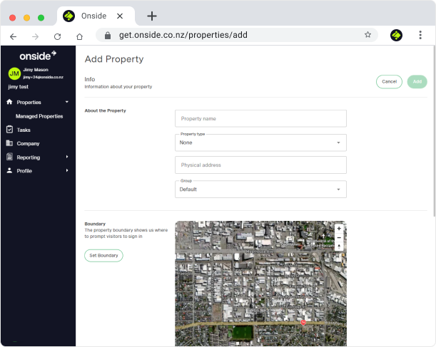How do I add my property into Onside?