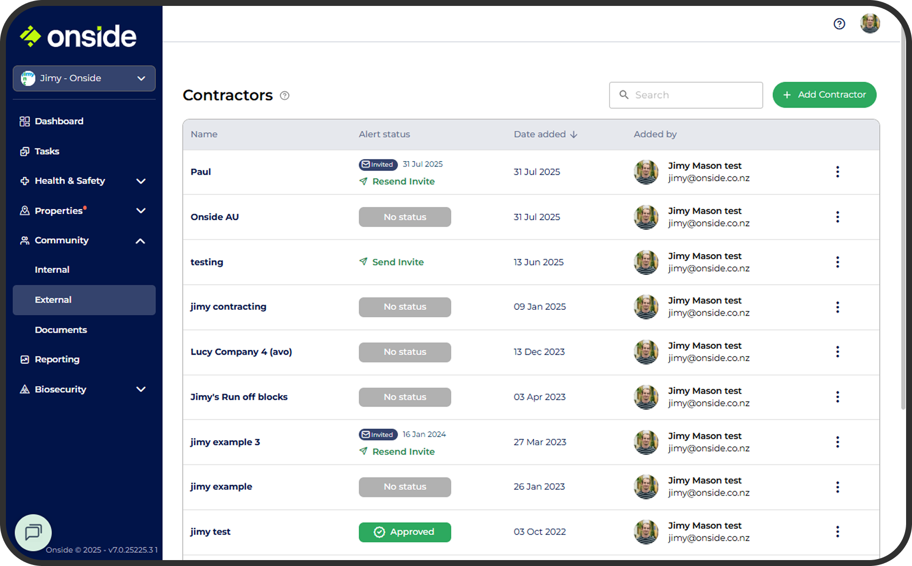 Managing your contractors in Onside