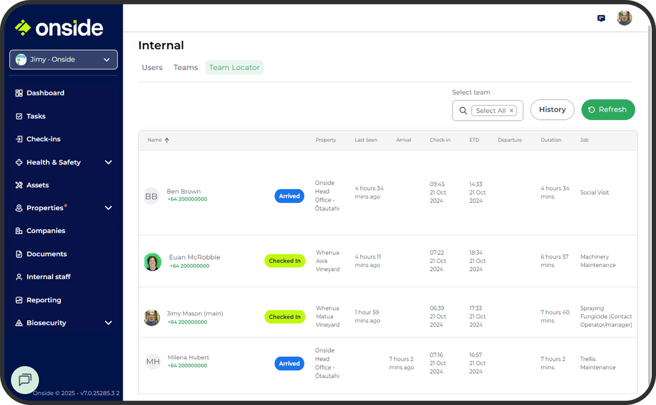 How to use Onside Teams - Team Locator